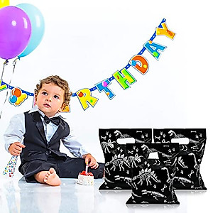 TOSPARTY 100PCS Plastic Dinosaur Bones Merchandise Bags Dinosaur Party Favor Bags Dino Theme Present Candy Treat Goodies Bags for Boys Dinosaur Theme Happy Birthday Party Supplies