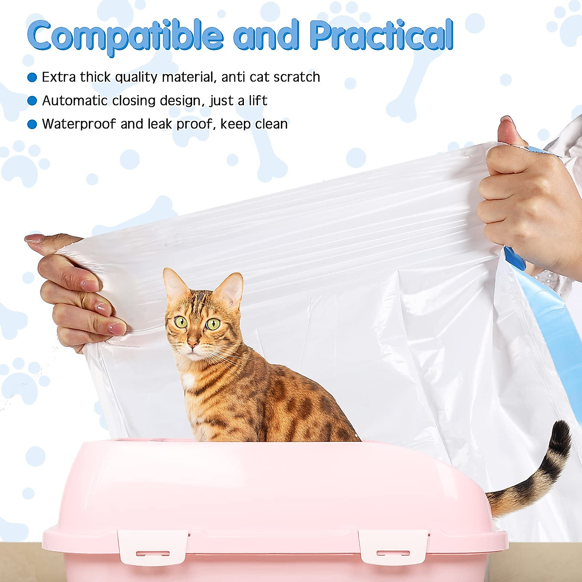 Cat litter Box Liners 100 Count Waste Drawer Liners Compatible with Litter-Robot 3/4 Thick Waste Drawer Liners Bags 9-11 Gallons(Cute)