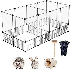 C&AHOME Pet Playpens, Small Animal Indoor Playpen, DIY Exercise Fence, Playpen Cage, Expanded & Portable Design for Guinea Pigs, Puppy, 49.5" L x 25.4" W x 22.6" H UTW3040W
