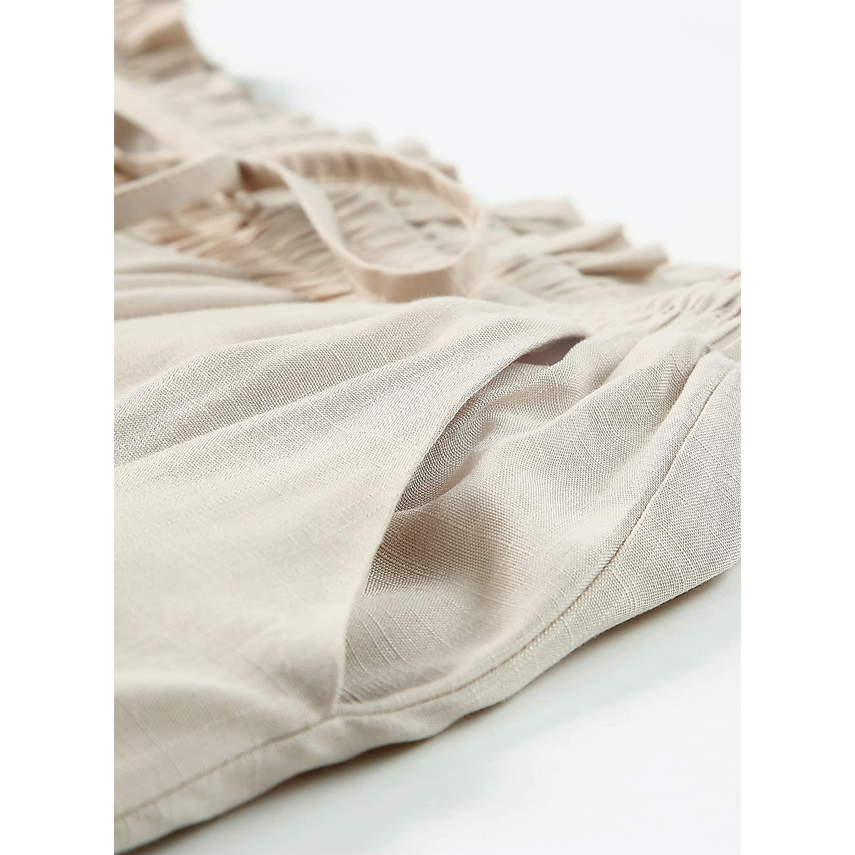 Dokotoo Women Beach Fashion High Waist Drawstring Wide Leg Long Pants with Pockets Casual Loose Breathable Lounge Yoga Trousers Ladies Beach Vacation Clothes for Women Beige XL