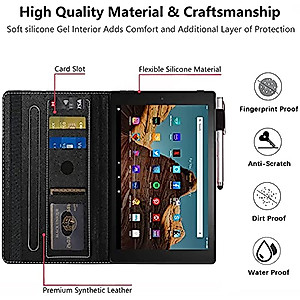 Case for All Amazon Kindle Fire 7 Tablet (9th/7th/5th Generation, 2019/2017/2015 Version) 7 inch, Multi-Angle View Adjustable Stand Auto Wake/Slee,Cowhide Farm Animal Skin Leopard Brown Cow