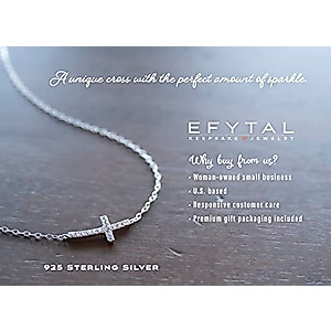EFYTAL Sterling Silver Cross Necklace for Women, Confirmation Gifts, First Communion Gifts, Baptism Gifts, Religious Gift for Catholic Birthday
