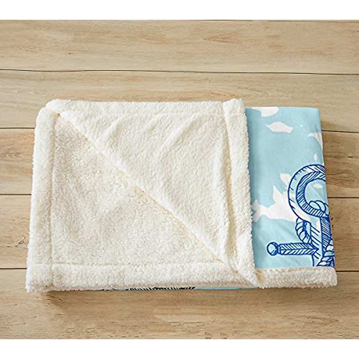 Anchor Decor Sherpa Blanket Nautical Compass Blanket for Bed Couch Travel Sofa Ocean Marine Themed Fleece Throw Blanket Kids Adults Soft and Cozy Sea Adventure Plush Fuzzy BlanketTwin 60"x80"