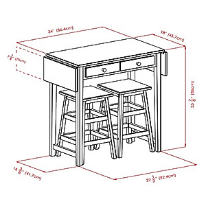 Winsome Mercer Double Drop Leaf Table with 2 Stools