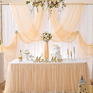 10x10ft Champagne Backdrop Curtain Wrinkle Free Sheer Backdrop for Party Wedding Baby Shower Birthday Arch Living Room Window Curtains Wall Decoration