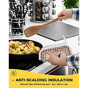 4 Pack Pot Holders for Kitchen,Western Star Burgundy Red Gingham Country Texas Berry Heat Proof Potholder Hot Pads Trivet,Farmhouse Style Washable Coaster Potholders for Cooking Baking Grilling