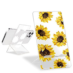 Cute Phone Stand for Desk Clear Yellow Sunflower Girls Women Kids Pretty Flower Floral Adjustable Phone Stand Holder Desk Accessories Compatible with All Phones,Tablets,iPhone,Switch,iPad.
