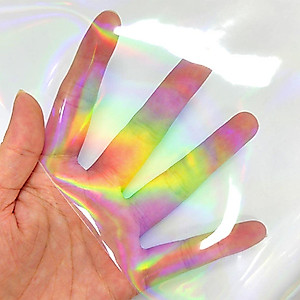 Iridescent Clear Film Laser Mirror Rainbow Transparent PVC Waterproof Vinyl Material for Bows Jewlery Bags Making DIY Crafts (Holographic-B)
