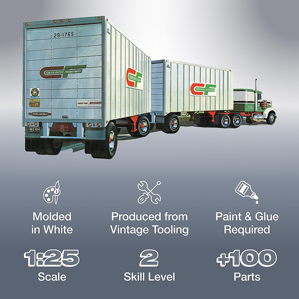 AMT "Double Header" Tandem Van Trailers - 1/25 Scale Model Trailer Kit