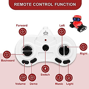 BOMPOW Robot Toy, Remote Control Robot Toys with LED Eyes & Flexible Arms, Walking & Dancing Kids Robot Toys for Children Age 3+ Years Old, Dance & Sounds Educational Toys Gift (Red)