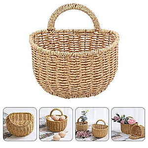 BESTOYARD 2pcs Woven Storage Basket shelf basket sundries storage basket rattan wall outdoor pots hanging rattan basket baskets jute small storage basket wall flower basket bread flowers pp