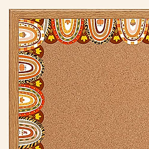72 Feet Boho Style Die-Cut Autumn Leaves Acorns Pumpkin Border Fall Classroom Decoration