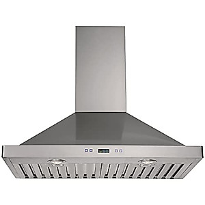 FORNO Siena 30" Inch. Wall Mount Range Hood with Ducted Convertible and Exhaust Pipe - Stainless Steel Ceiling Chimney-Style Stove Vent with 4 Speed Touch Control Panel