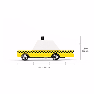 CANDYCAR® Wooden Diecast Collection - Yellow Taxi, Premium Handcrafted Beech Wood Toy Car