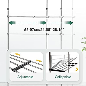 Hershii 4-Tier Over The Toilet Storage Rack Bathroom Space Saver Laundry Shelf Above Washer Dryer Organizer Unit Stand Double Tension Poles, Adjustable Height & Width - Black