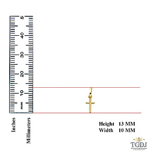 14K Yellow Gold Tiny Cross Pendant - High Polished Finish - Religious Charm Pendant - Fine Jewelry for Men & Women - Ideal Gift for Birthday, Easter, Christmas & All Occasions, 13 x 8 mm, 0.5 grams