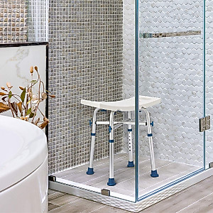 Zler Heavy Duty Shower Chair - Adjustable Shower Stool for Inside Shower,Tool Free Assembly, Anti-Slip Shower Bench for Elderly, Senior, Handicap & Disabled (500lb Capacity)