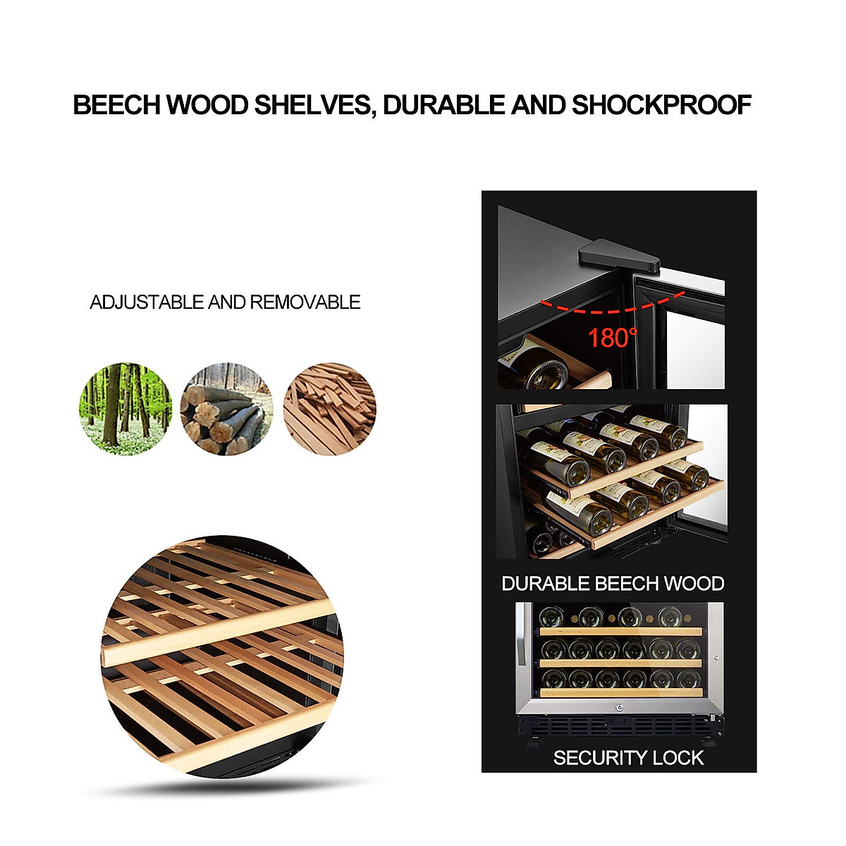 Lanbo 44 Bottle Built-in Dual Zone Compressor Wine Cooler, 24 Inch Wide