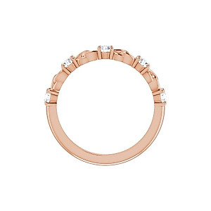 Solid 14k Rose Gold 1/2 Cttw Diamond Stackable Wedding Anniversary Link Ring Band (.50 Cttw) (Width = 3.1mm) - Size 5