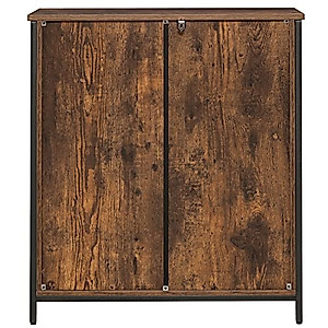 WEENFON Storage Cabinet, Floor Storage Cabinet with 2 Large Drawers, Accent Cabinet with 2 Barn Doors, Sideboard Cabinet for Living Room, Entryway, Kitchen, Industrial, Rustic Brown