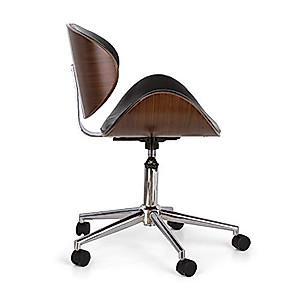 Christopher Knight Home Dawson ARMLESS Office Chair, Midnight Black + Chrome + Walnut