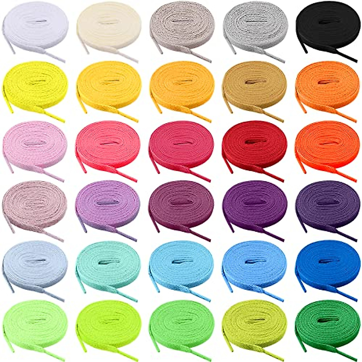 FEQO 30 Pairs Colored Shoe Laces 47 Inch Shoestrings Flat Shoelaces Colorful Shoe Laces for Sneakers Boots Skate Shoes Sport Shoes