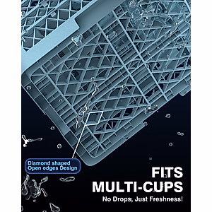 WantJoin 2 Pack Glass Rack 36 Compartments with 2 Extenders,Commercial Dishwasher Rack for Kitchens and Restaurants Bar Storage, Polypropylene (PP), 19.5 x 19.5 x 7.1 Inches, Blue