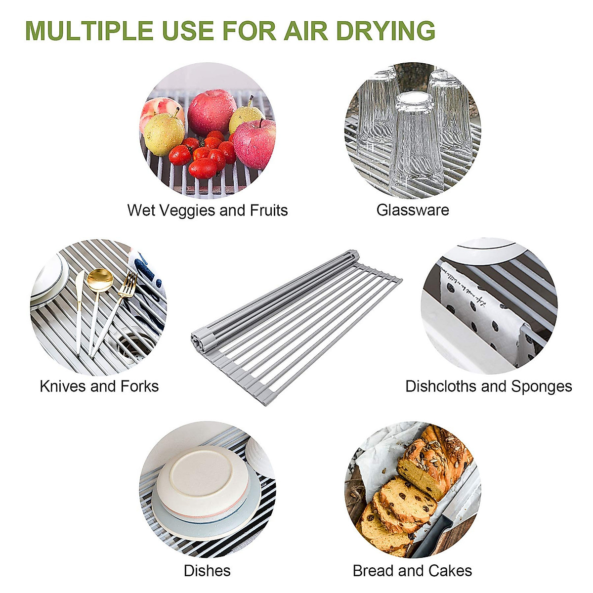 VIPointStar Roll Up Dish Drying Rack Over Sink, 17 X 13IN, Sink Rack Cover, Food Grade & BPA Free Silicone Over Sink Foldable Dish Rack, Dish Drying Rack for RV Sink Cover/Kitchen, Easy Clean