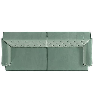 Mr. Kate Stella Vintage Convertible Sofa Bed Futon, Teal Velvet