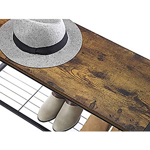 Whitmor Modern Industrial Entryway Bench w/Shoe Storage, Brown