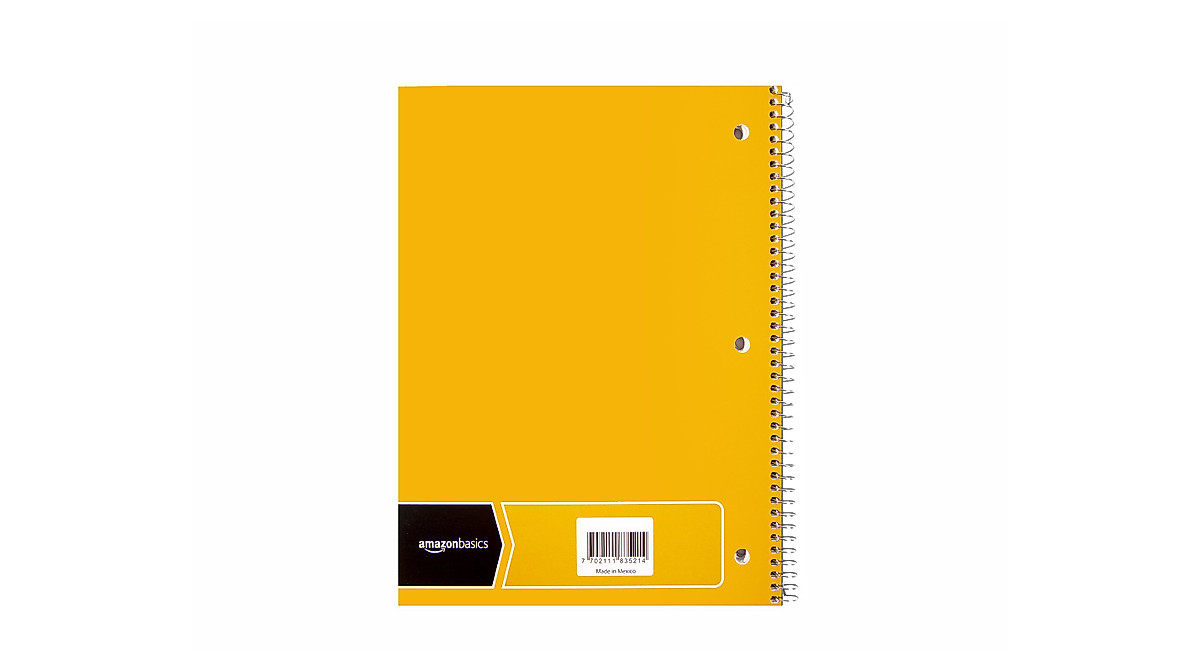 Amazon Basics Wide Ruled Spiral Notebook, 100 Sheets, 5-Pack