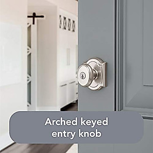 Baldwin Carnaby, Entry Door Knob Handle with Keyed Lock Featuring SmartKey Re-key Technology and Microban Protection, in Satin Nickel