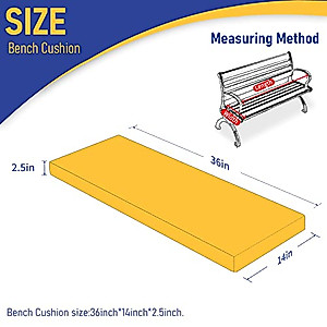 ROFIELTY Bench Cushion 36 inch, Soft Comfortable Bench Cushions for Indoor Furniture, Durable Stain Resistant Outdoor/Indoor Bench Seat Cushion, Window seat Cushions (36x14x2.5, Blue)