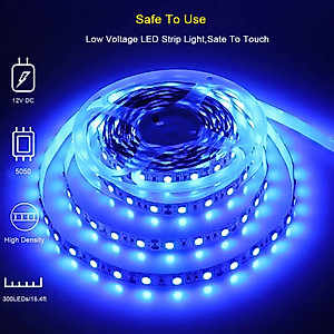 Vbakor Pontoon LED Strip Lights, 12V 5M/16.4FT Waterproof Marine LED Light Boat Interior Light, Boat Deck Light for Night Fishing, Ideal for Pontoon Fishing Boat (Blue Lights)