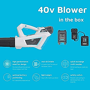 40V Leaf Blower - 120 MPH Cordless Leaf Blower Lightweight Sweeper Blower & Snow Blowing for Patio Lawn Garden with Battery and Charger