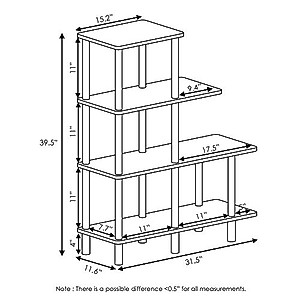 FURINNO Turn-N-Tube 4-Tier Cube Ladder Shelf, Espresso/Black