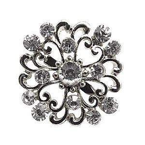 L'VOW Silver Crystal Broaches Brooch Pins Wedding Brooches Bouquet Kit Pack of 25Pcs