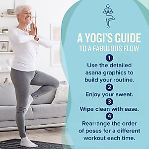 NewMe Fitness Yoga Mat for Women and Men - Large, 5mm Thick, 68 Inch Long, Non Slip Exercise Mats w/ 70 Printed Yoga Poses for Pilates, Workout and Stretching - Home and Gym Essentials - Orange