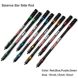 AMEYXGS Archery Balance Bar Balance Rod 10" 12" 15" Balance Side-Bar Carbon Stabilizer System Damping Rods Shock Absorber for Compound Recurve Bow (green, 10inch)