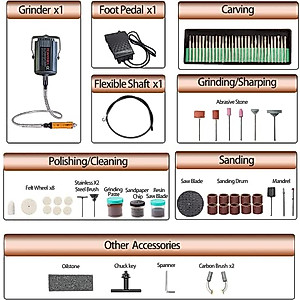 TUNTROL Thicken 1/4" Flexible Shaft Rotary Tool, 780W Flex Shaft with Foot Pedal, Hanging Grinder Carver Electric Multi-function Metalworking Tools Repair Kit