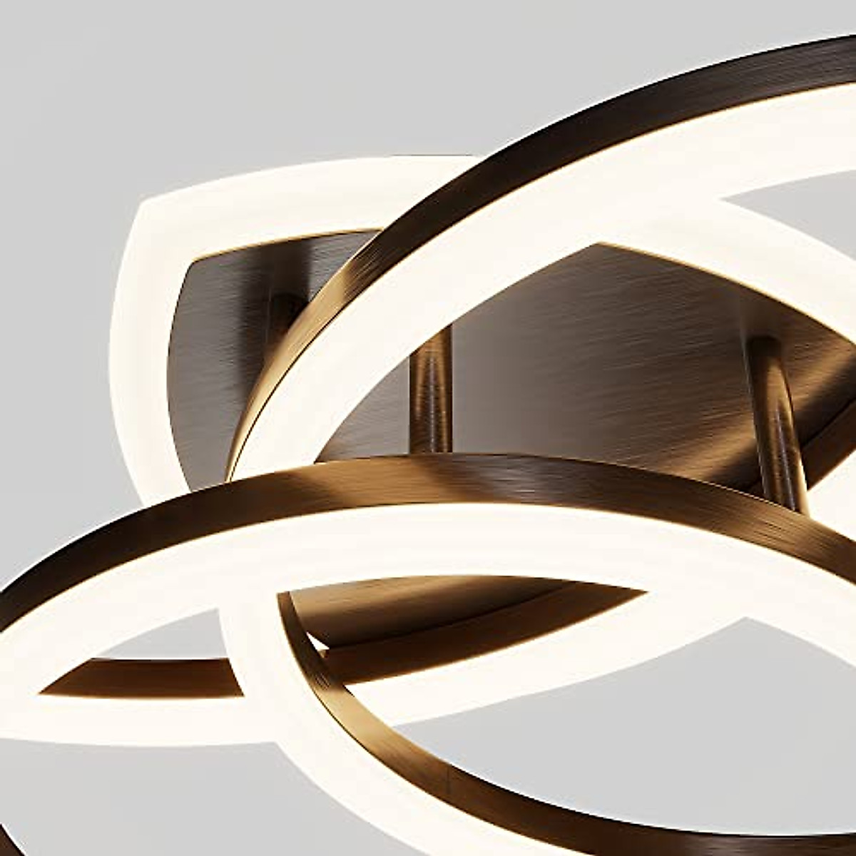 Kaiyuan Modern LED Ceiling Light with Remote,Dimmable Flush Mount LED Ceiling Light,3 Circle Close to Ceiling Light,Bedroom Dining Room Kitchen Living Room Light Fixture Wall Lamps Sconces,Brown