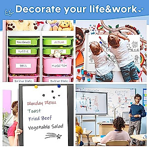 Seajan 6 Pack Dry Erase Whiteboard Sticker Rolls 17.7 x 78.7 Inches White Board Wallpaper Peel and Stick Adhesive Board Wall Decal Dry Erase Contact Paper with 24 Markers for School Office Home