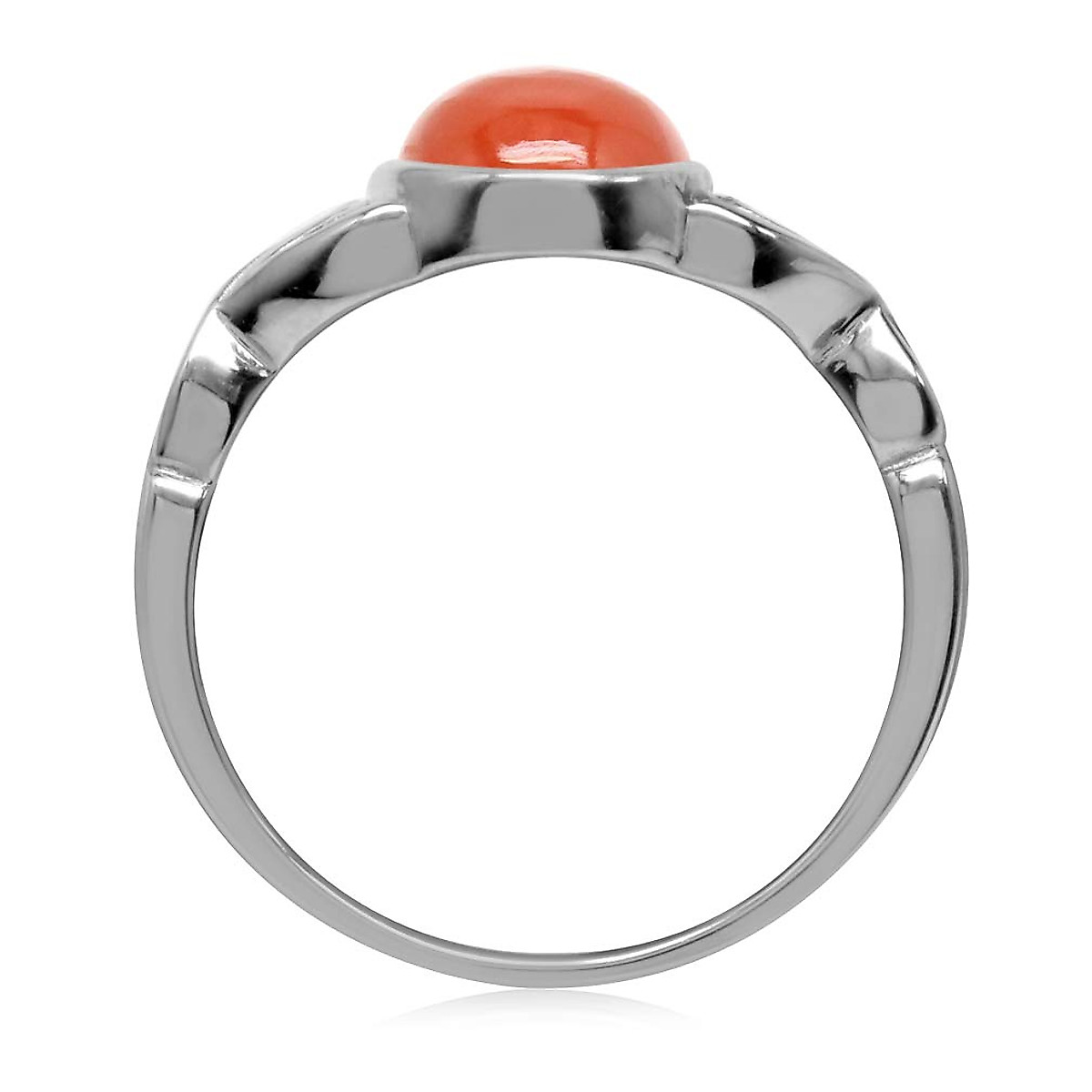 Silvershake Geunine Orange Carnelian Stone 925 Sterling Silver Victorian Style Solitaire Ring Size 7