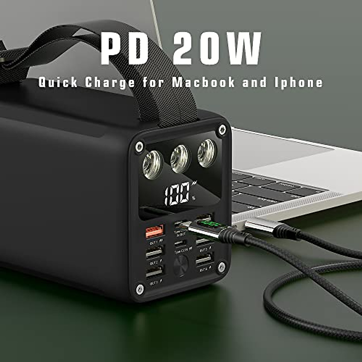 KONFULON 60000mAh High Capacity Power Bank Fast Charging USB C PD 20W Battery Packs with 7 Outputs 22.5W & LCD Display Battery Bank for iPhone, Samsung, iPad,MacBook & Outdoors Camping