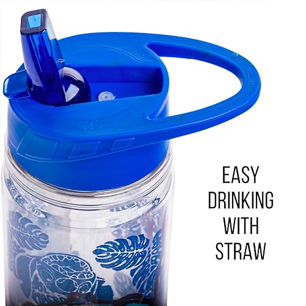 Silver Buffalo Lilo and Stitch Floral Sketch Glitter Double Walled Tritan Water Bottle, 18-Ounce