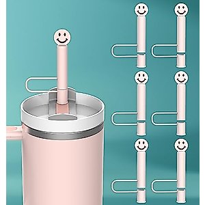 Aiscool 6Pcs Straw Covers Compatible with Stanley 30&40 Oz Tumbler with Handle Rose Quartz, 0.39in/10mm Straw Covers Cap, Soft Reusable Silicone Straw Protectors