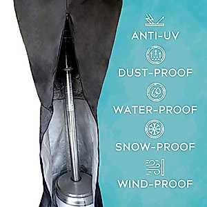 Patio Heater Cover with Fireproof Mat, Outdoor Heater Cover Patio Heater Covers Waterproof with Zipper and Straps, Propane Heater Cover, Heat Lamp Cover, Garden Patio Heater Cover