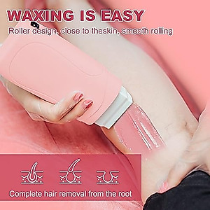 Waxing Kit, Roll on Wax Warmer Kit for Women & Men Sensitive Skin, Include 2 Rose Wax Cartridge, 100 Wax Strips, 10 Wipes