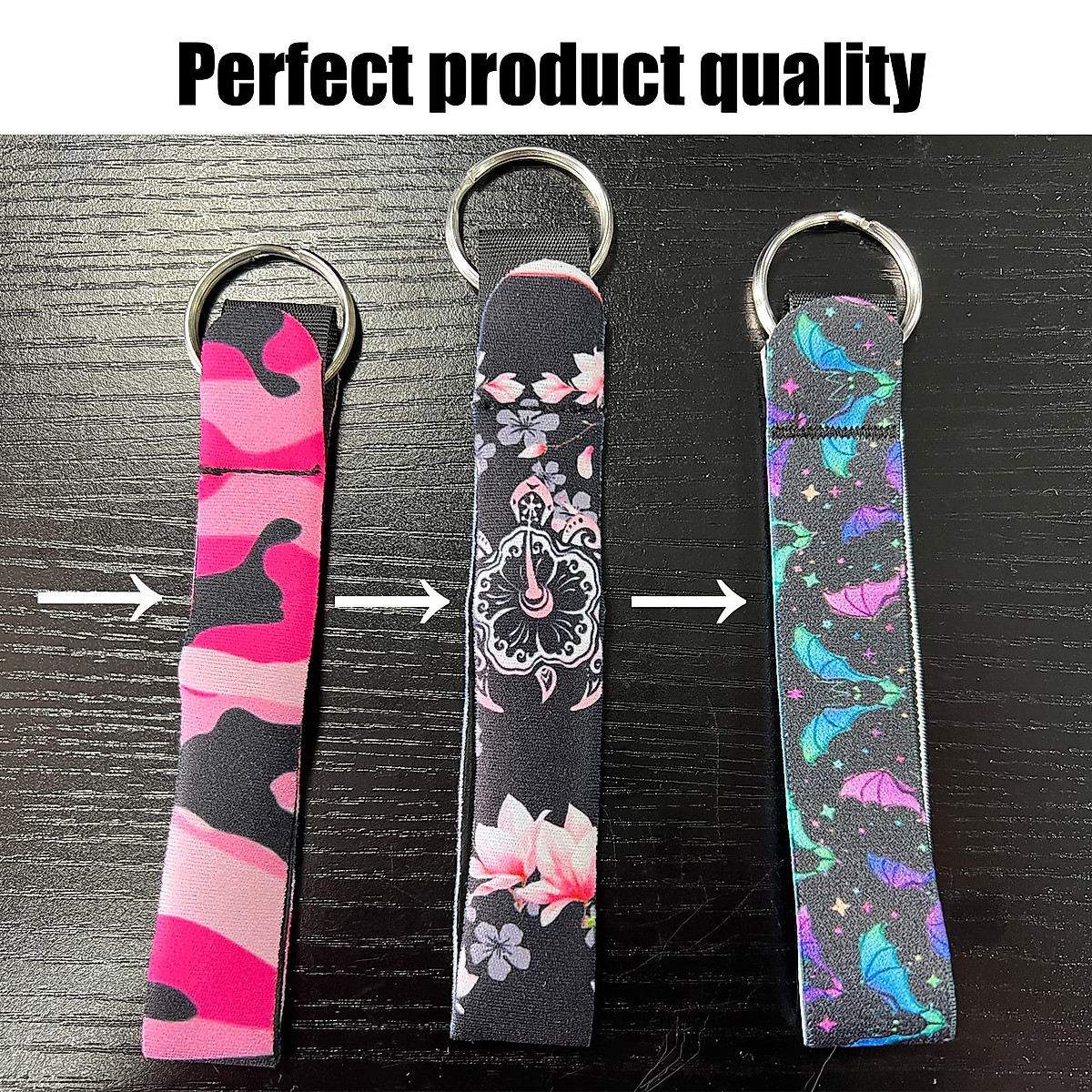 ZFRXIGN Dinosaur Keychain for Kids Boys Girls Wristlet Key Chain Lanyard Car Accessories Decorative Keyring Gifts Cool Skull Print Black