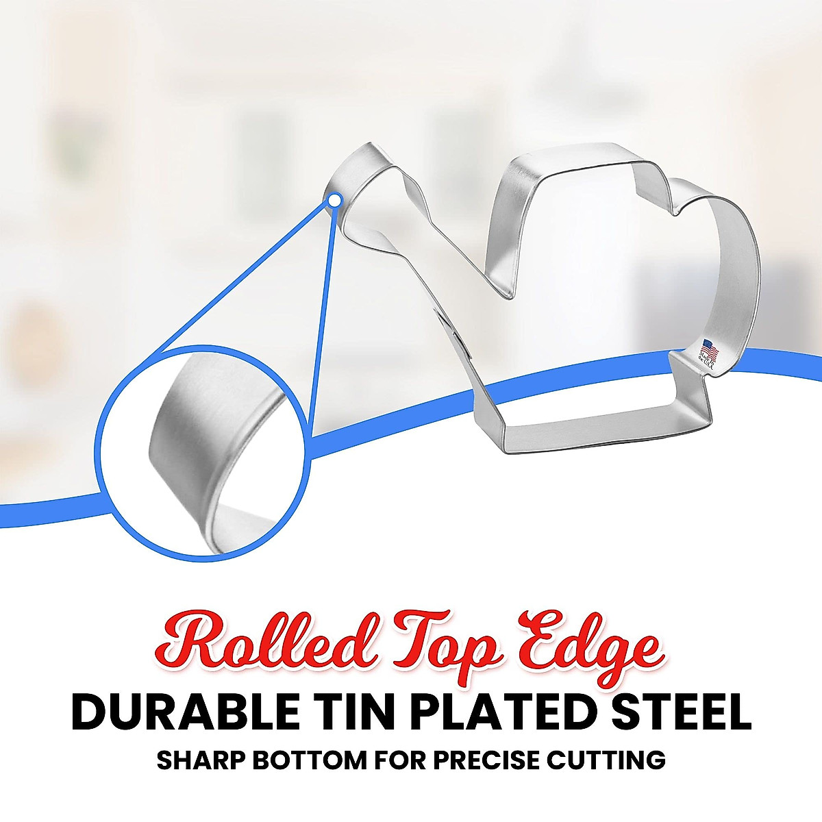 Watering Can Cookie Cutter 4.25 Inch - Made in the USA – Foose Cookie Cutters Tin Plated Steel Watering Can Cookie Mold